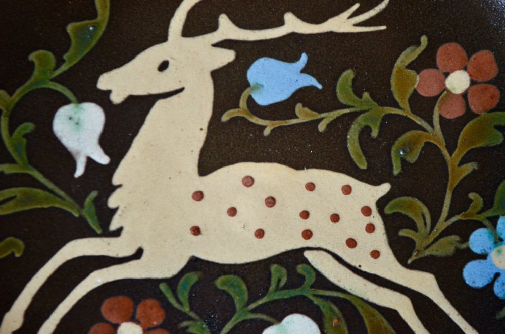 Deer Dish by Jean Garillon for Soufflenheim, 1920s for sale at Pamono