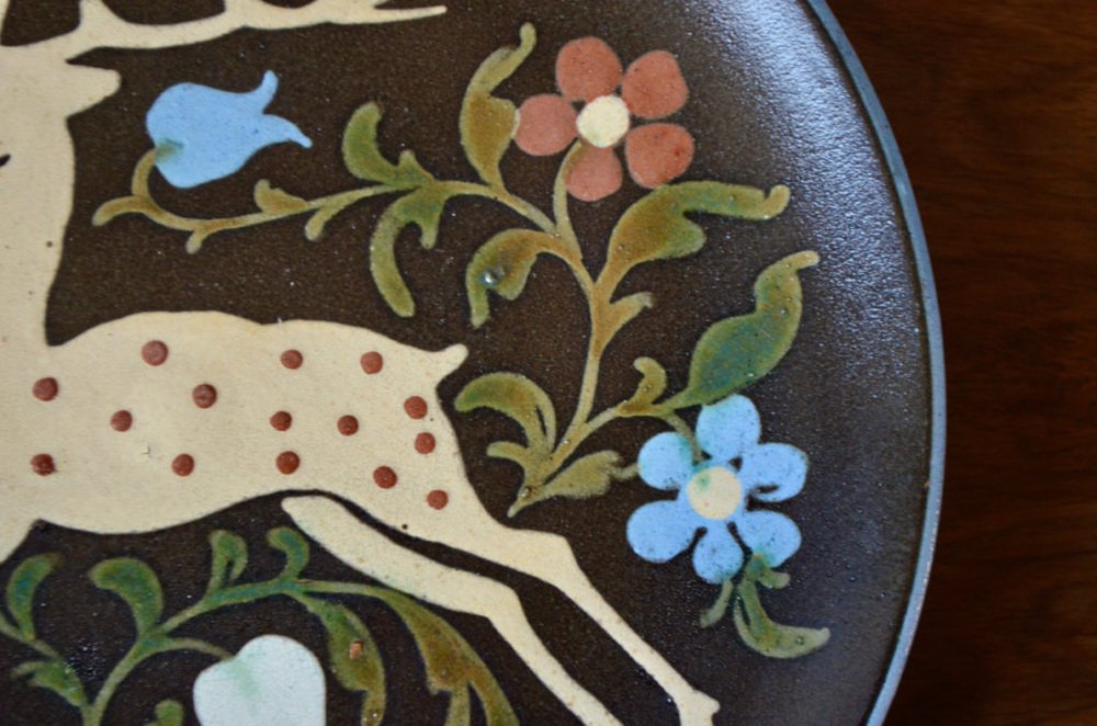 Deer Dish by Jean Garillon for Soufflenheim, 1920s for sale at Pamono