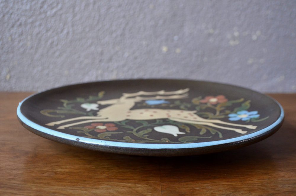 Deer Dish by Jean Garillon for Soufflenheim, 1920s for sale at Pamono
