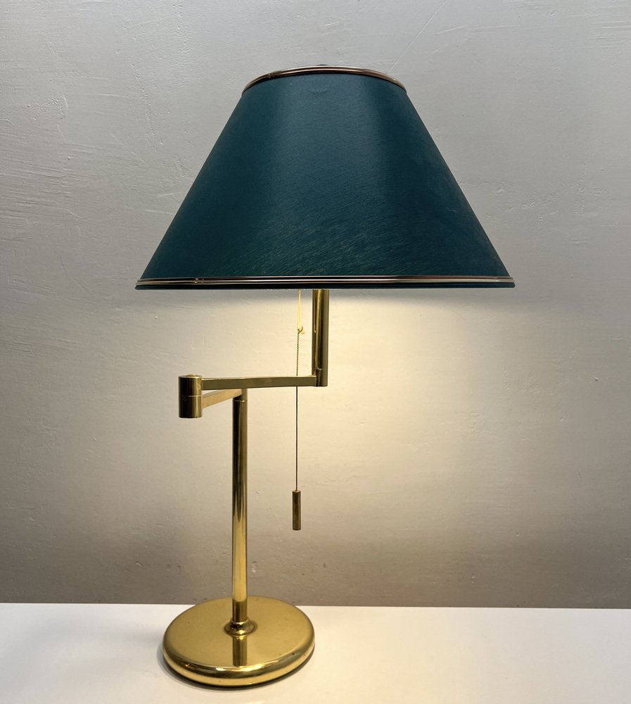 Large Brass Swing Arm Table Lamp, Germany, 1970s for sale at Pamono