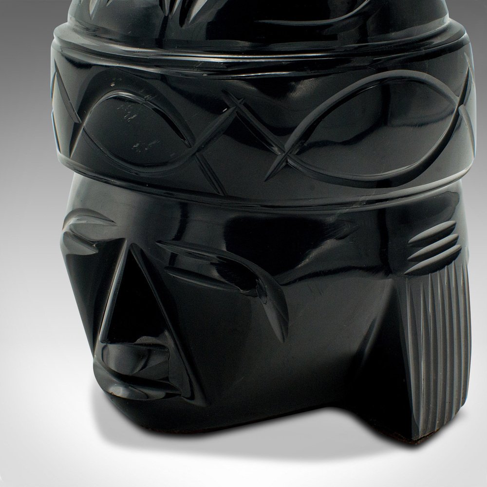 Small Vintage Chinese Obsidian Warrior Bust, 1950s for sale at Pamono