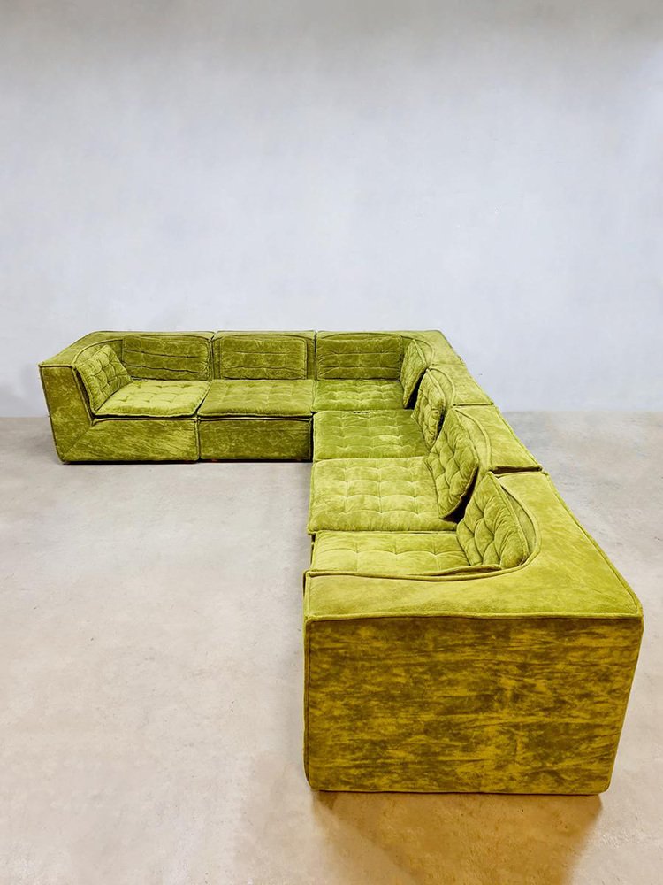 Vintage Modular Sofa in Green, 1960s, Set of 6 for sale at Pamono
