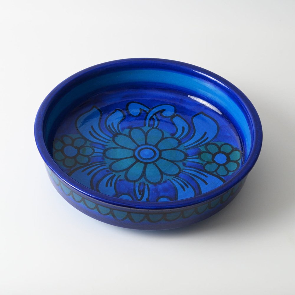 Large Italian Blue Ceramic Bowl from Bellini, 1970s for sale at Pamono
