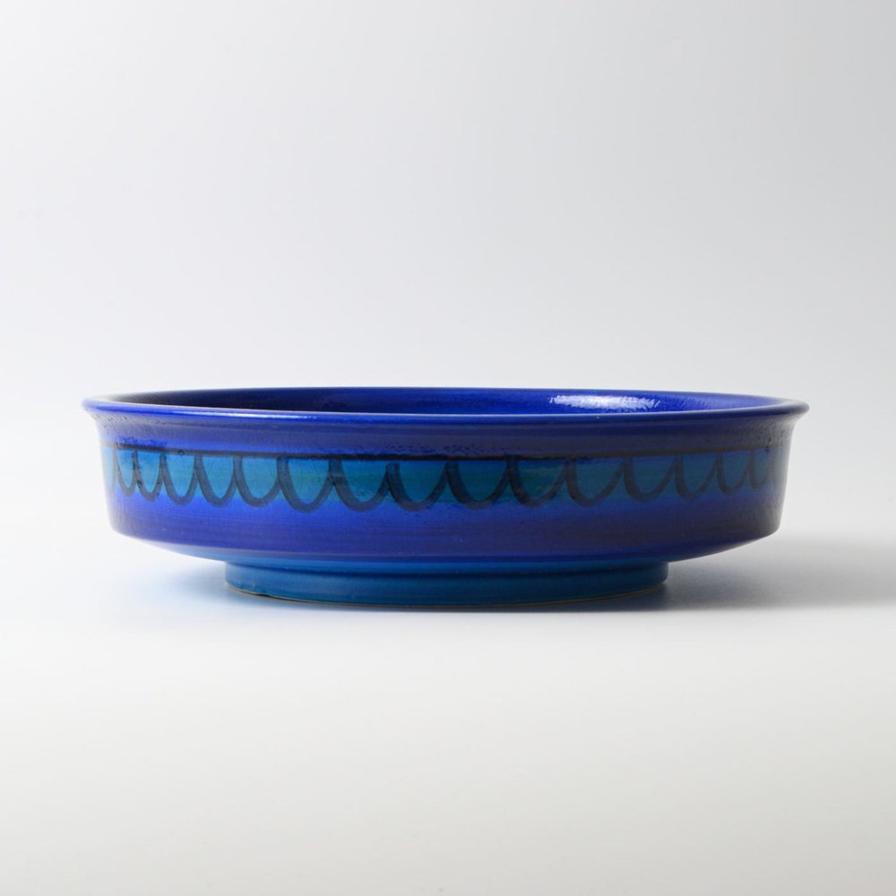 Large Italian Blue Ceramic Bowl from Bellini, 1970s for sale at Pamono
