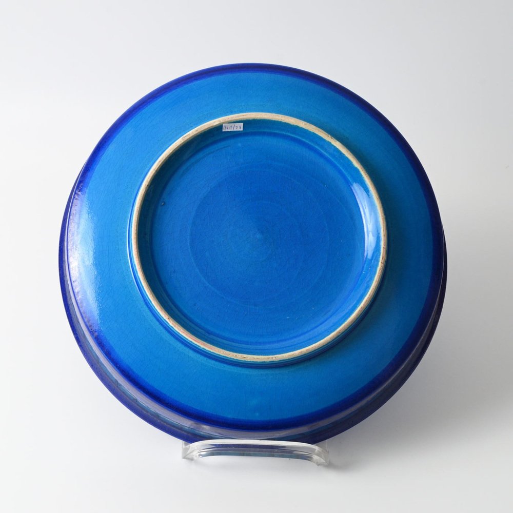 Large Italian Blue Ceramic Bowl from Bellini, 1970s for sale at Pamono