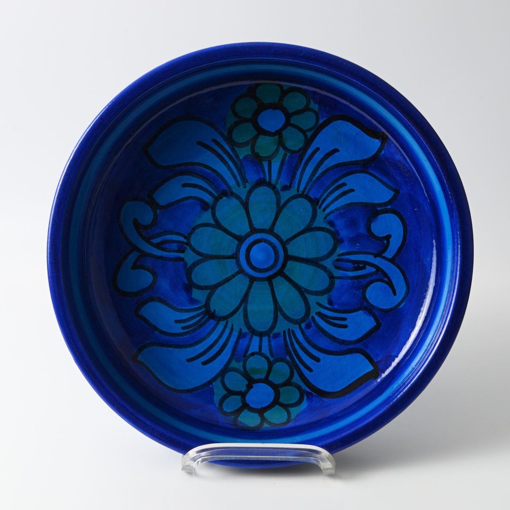 Large Italian Blue Ceramic Bowl from Bellini, 1970s for sale at Pamono