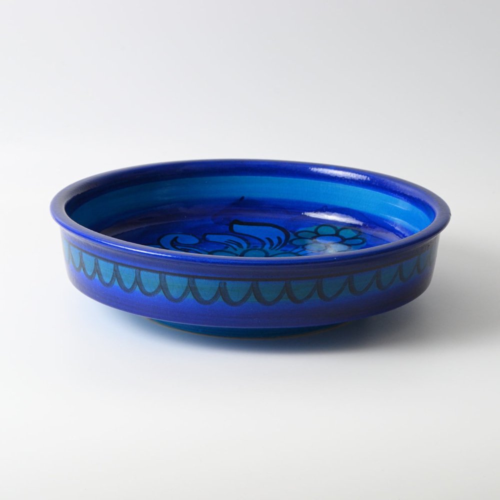 Large Italian Blue Ceramic Bowl from Bellini, 1970s for sale at Pamono