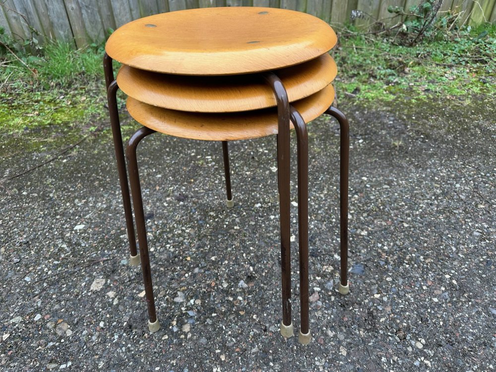 Mid-Century Danish Dot Stool by Arne Jacobsen for Fritz Hansen, 1950s ...