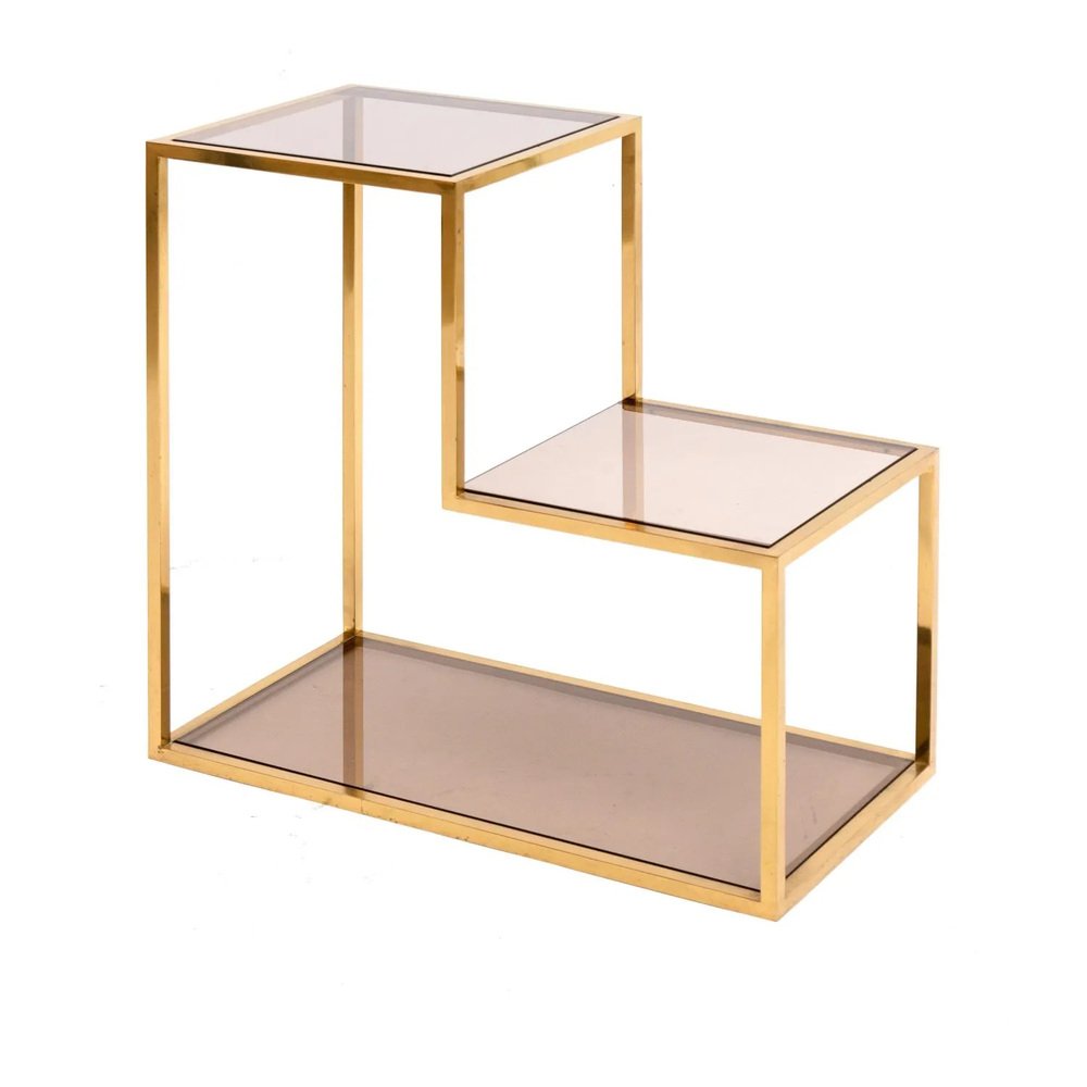 Table in Brass and Smoked Glass, 1960s for sale at Pamono