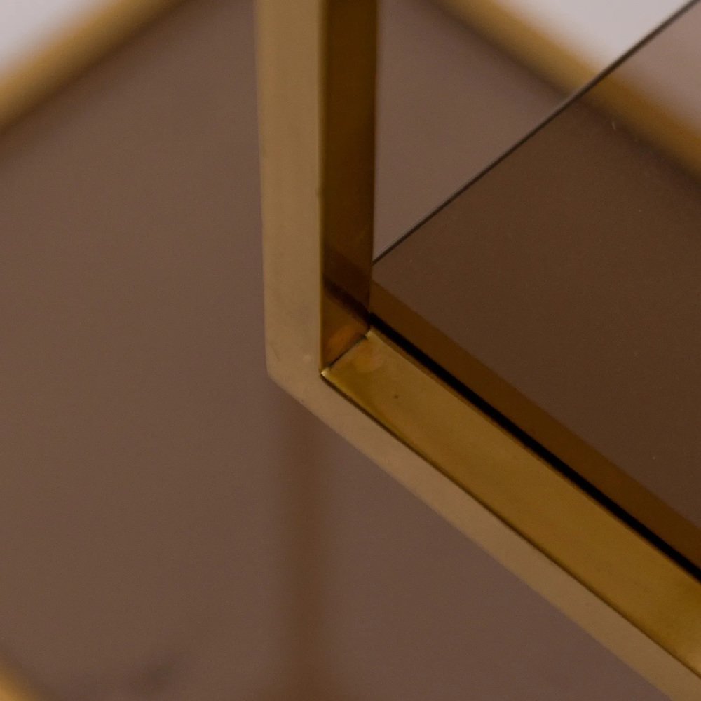 Table in Brass and Smoked Glass, 1960s for sale at Pamono