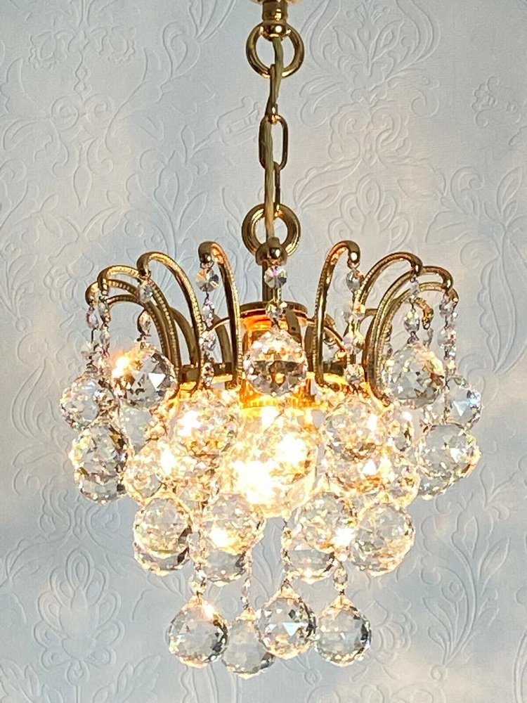 Brass & Lead Crystal Chandelier from Schröder and Co., 1970s for sale ...