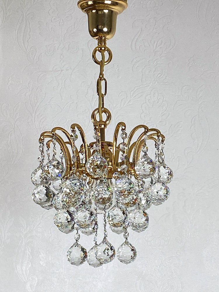Brass & Lead Crystal Chandelier from Schröder and Co., 1970s for sale ...