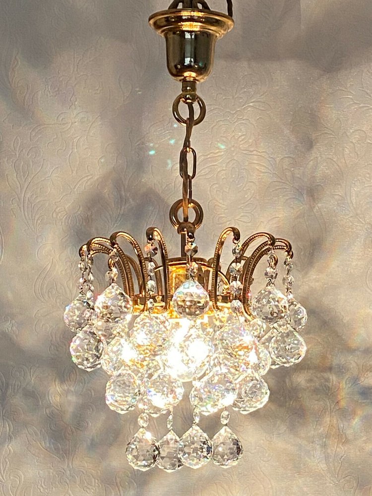 Brass & Lead Crystal Chandelier from Schröder and Co., 1970s for sale ...