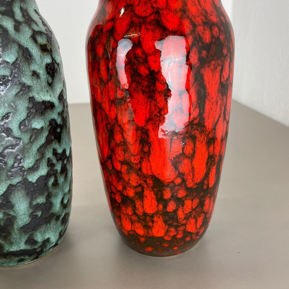 Super Color Crusty Fat Lava Vases attributed to Scheurich, Germany ...