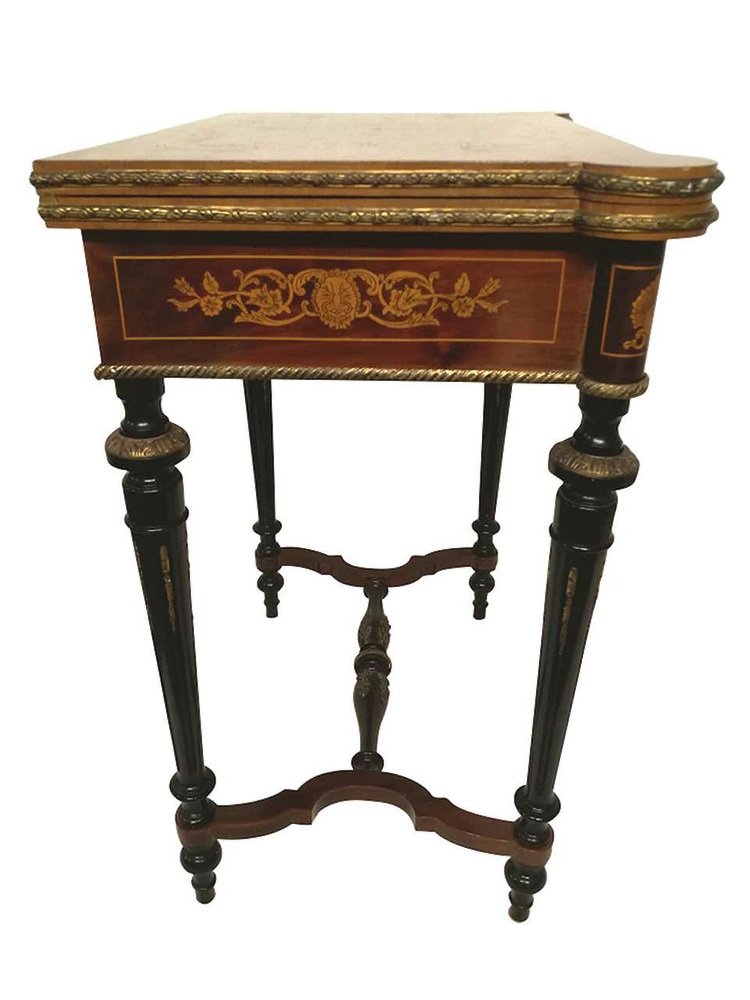 19th Century Napoleon III Console Marquetery Game Table for sale at Pamono