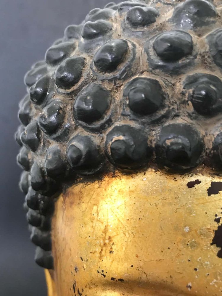 Ming Golden Lacquered Buddha Head, 1900s for sale at Pamono