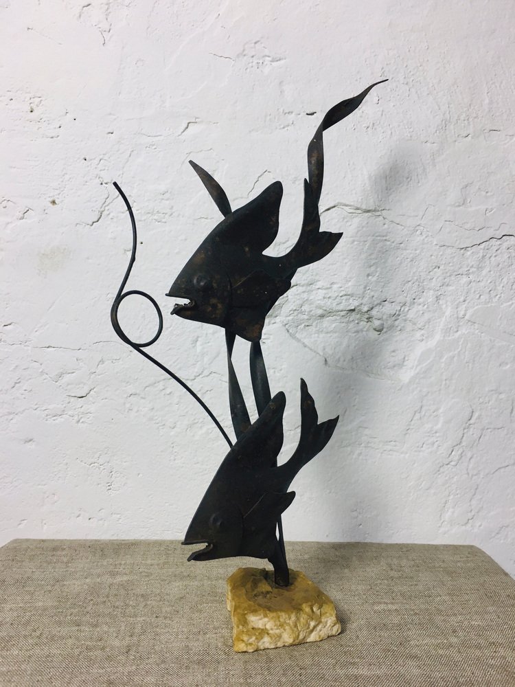 Mid-Century Wrought Iron Fish Sculpture, 1960s for sale at Pamono