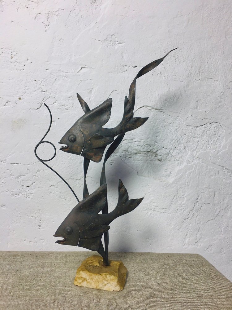 Sculpture Poisson Mid-Century en Fer Forgé, 1960s en vente sur Pamono