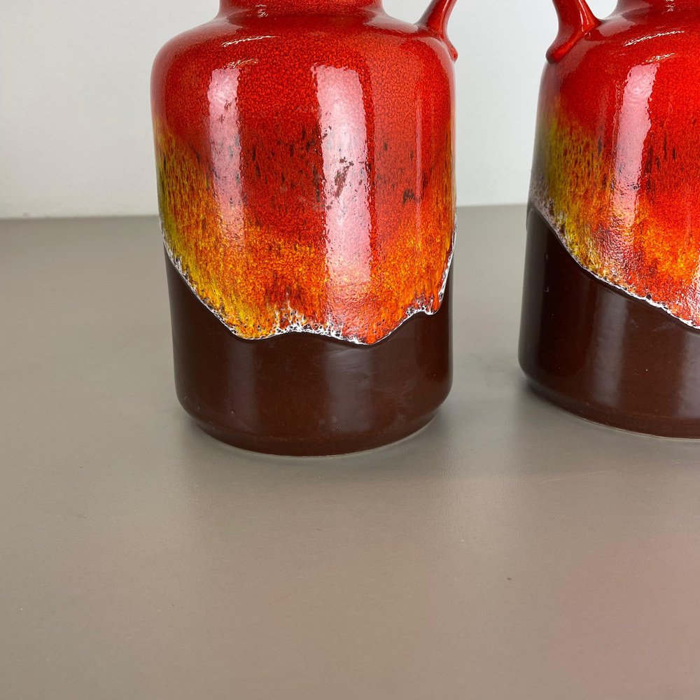 Fat Lava Op Art Pottery Multi-Color Vases attributed to Jasba Ceramics ...