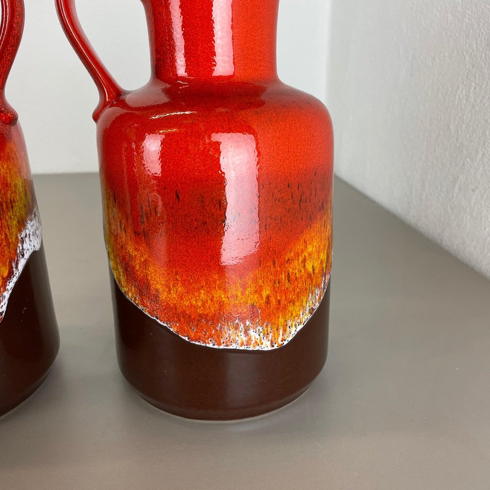 Fat Lava Op Art Pottery Multi-Color Vases attributed to Jasba Ceramics ...