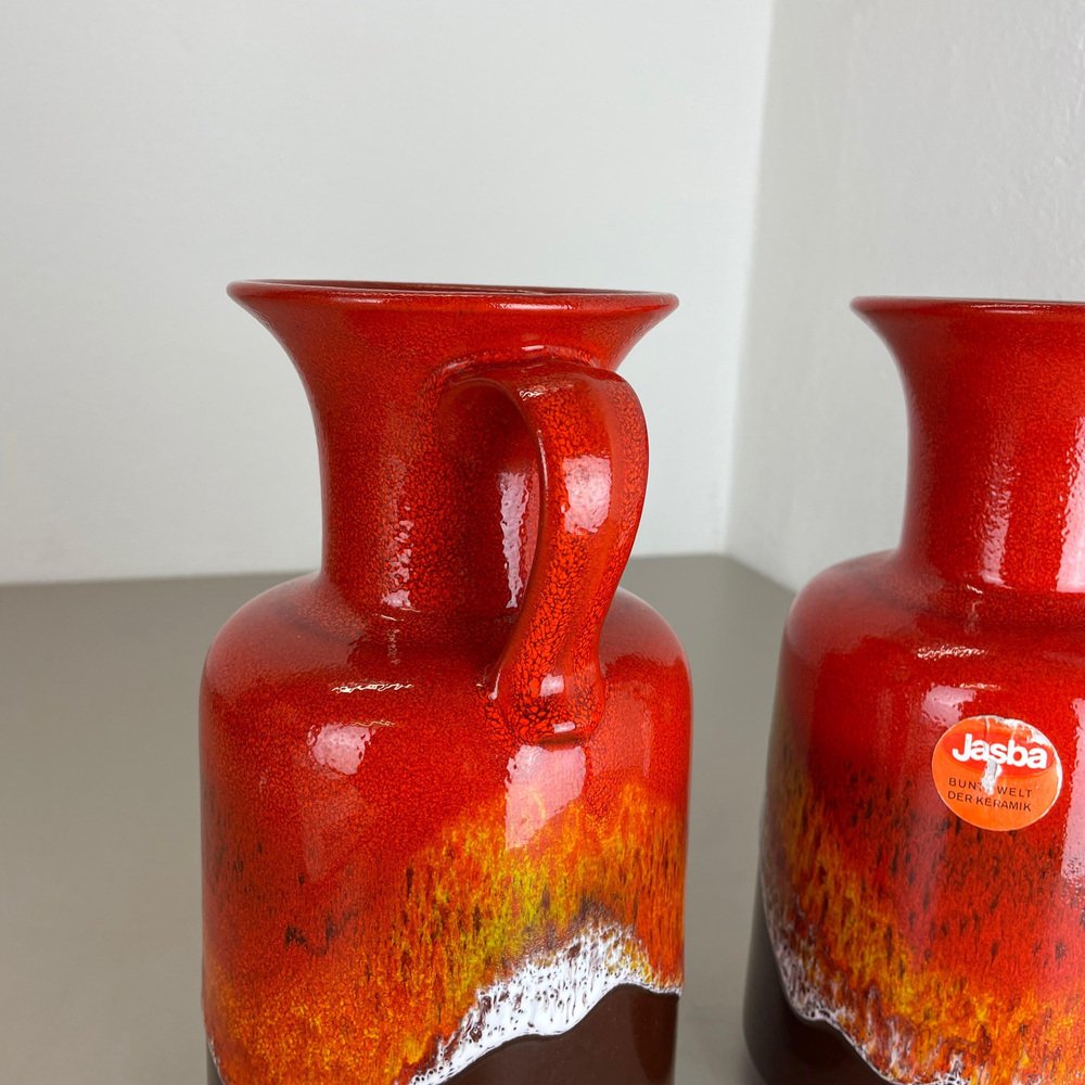 Fat Lava Op Art Pottery Multi-Color Vases attributed to Jasba Ceramics ...