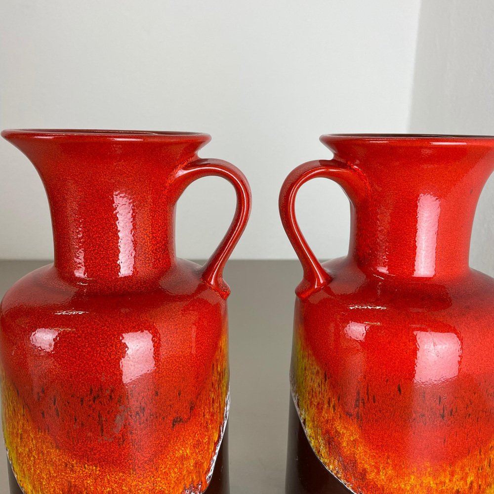 Fat Lava Op Art Pottery Multi-Color Vases attributed to Jasba Ceramics ...