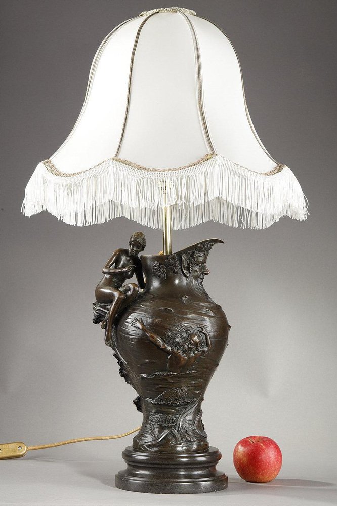 Art Nouveau Lamp in Bronze by Alexandre Clerget, 1890s for sale at Pamono
