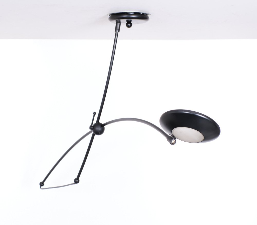 Black Halogen Swing Arm Ceiling Light from Steinhauer, Germany, 1985 ...