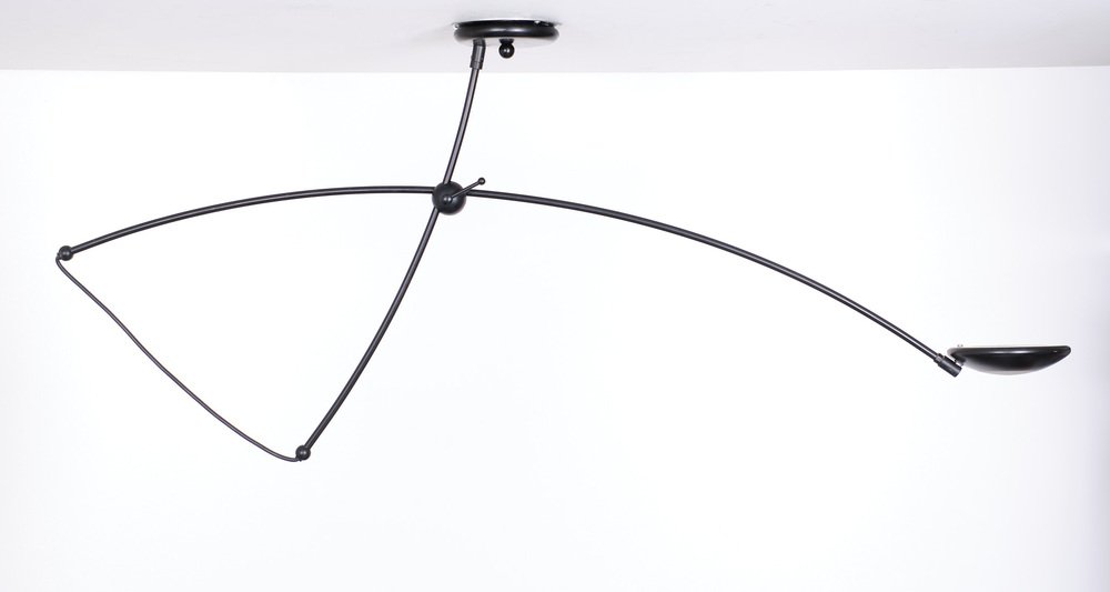 Black Halogen Swing Arm Ceiling Light from Steinhauer, Germany, 1985 ...