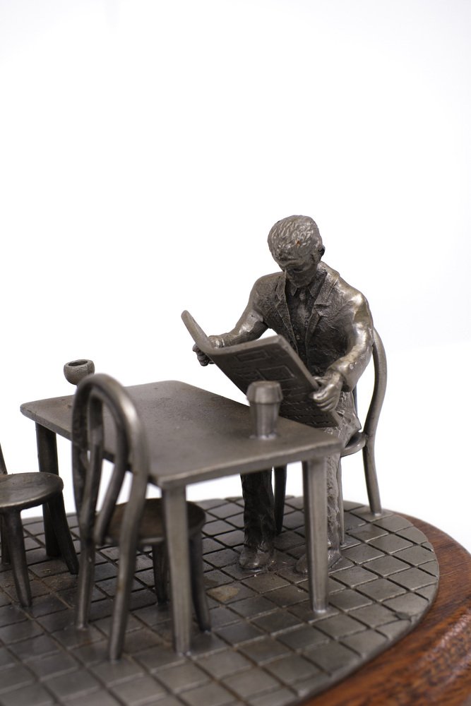 Vintage Pewter Bar Scene by Tin Etain Zinn Pewter, 1970s for sale at Pamono