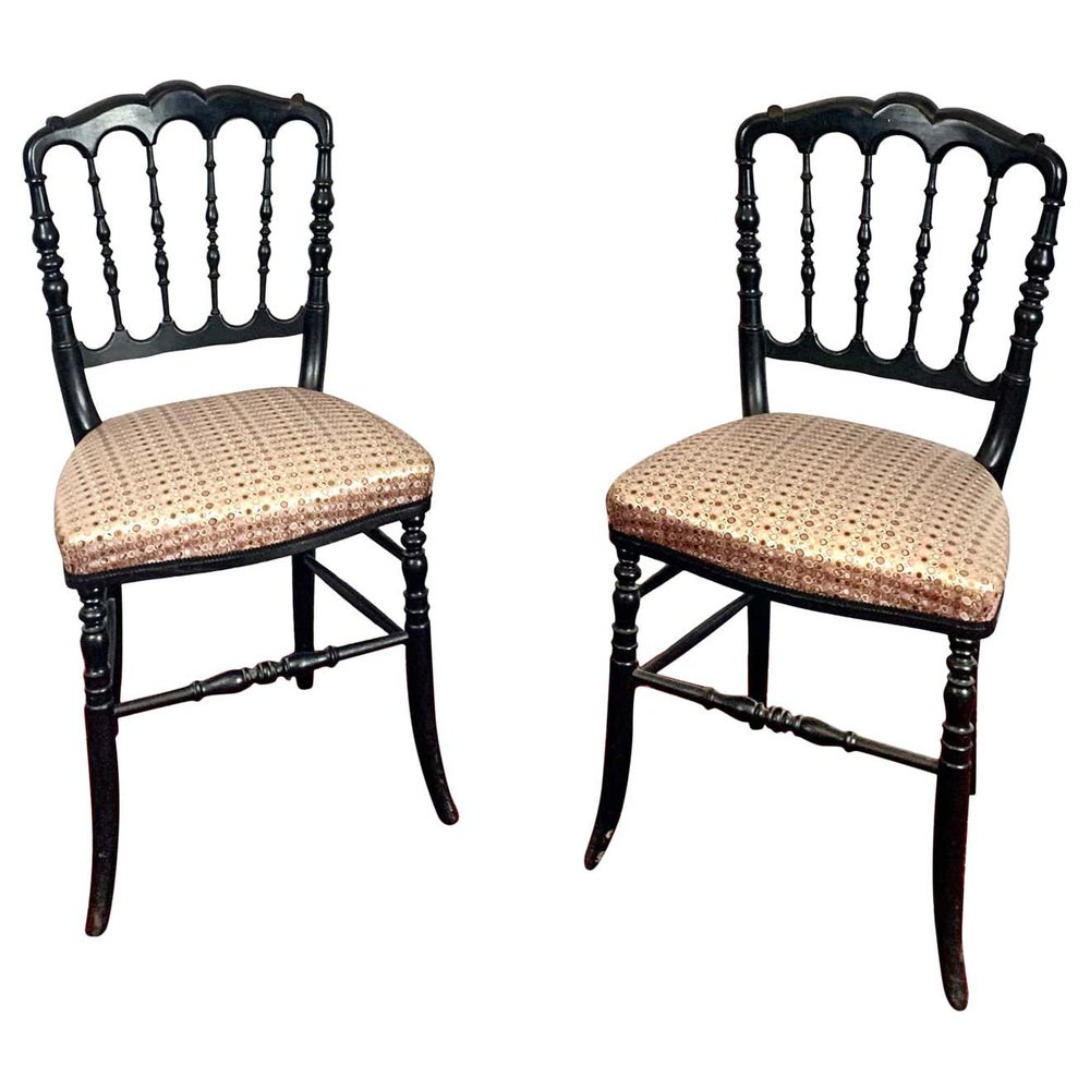 Chaises Napoléon III en Bois Noirci, Set de 2 en vente sur Pamono