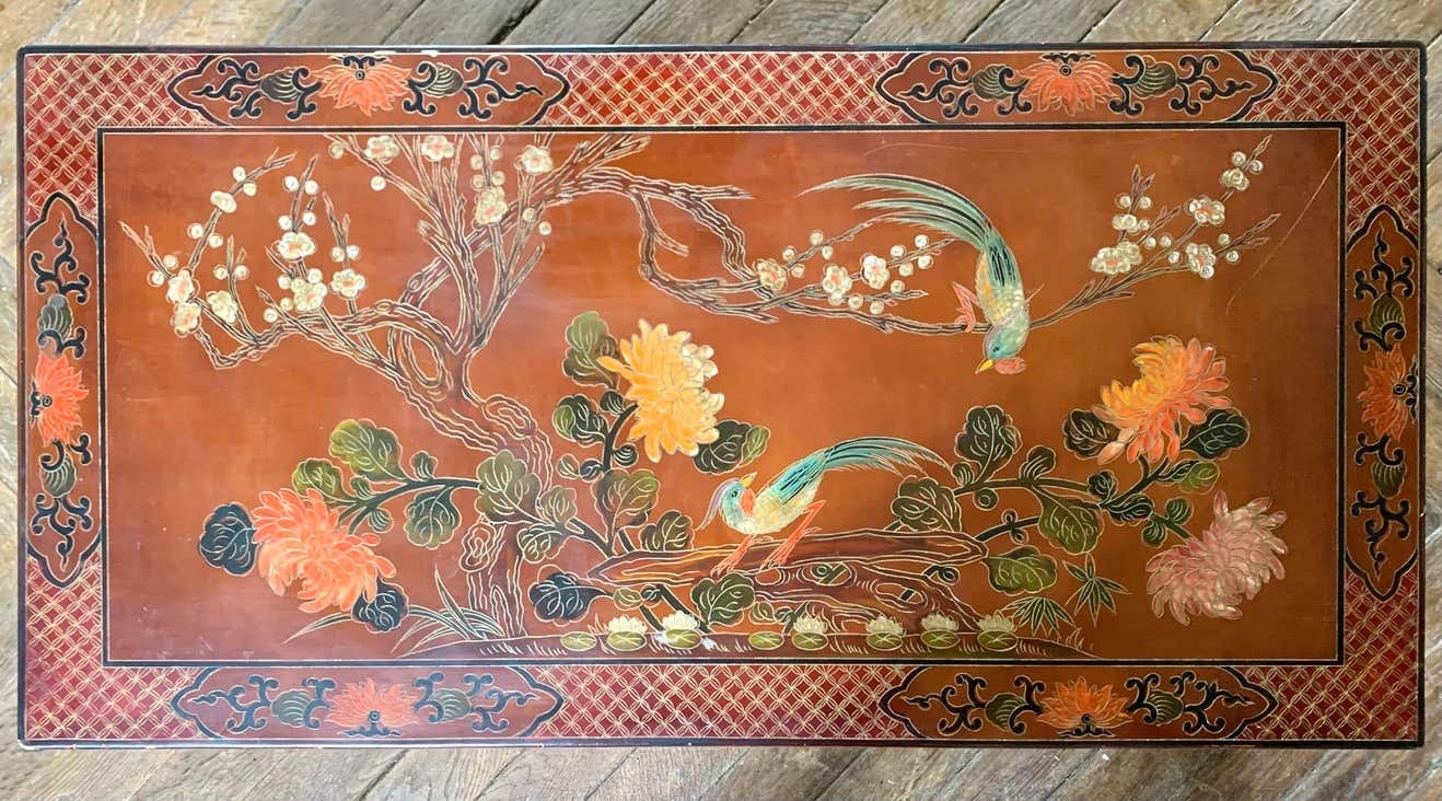 Chinese Red Lacquer Table, 1950s for sale at Pamono