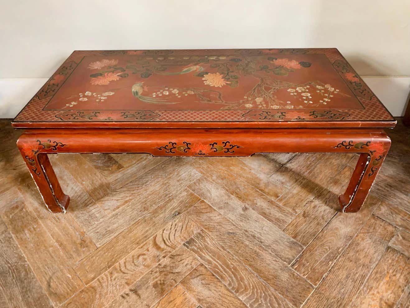 Chinese Red Lacquer Table, 1950s for sale at Pamono