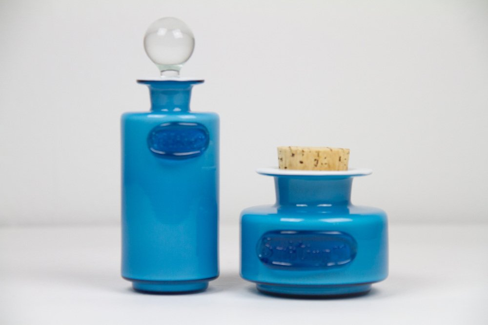 Vintage Danish Blue Palet Glass Jars by Michael Bang for Holmegaard ...