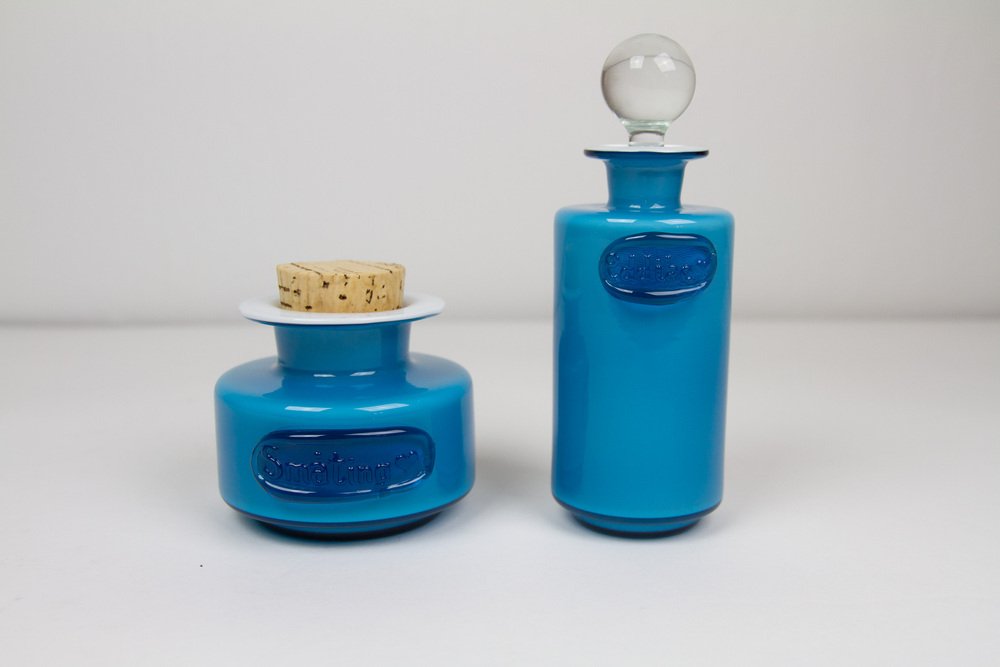 Vintage Danish Blue Palet Glass Jars by Michael Bang for Holmegaard ...