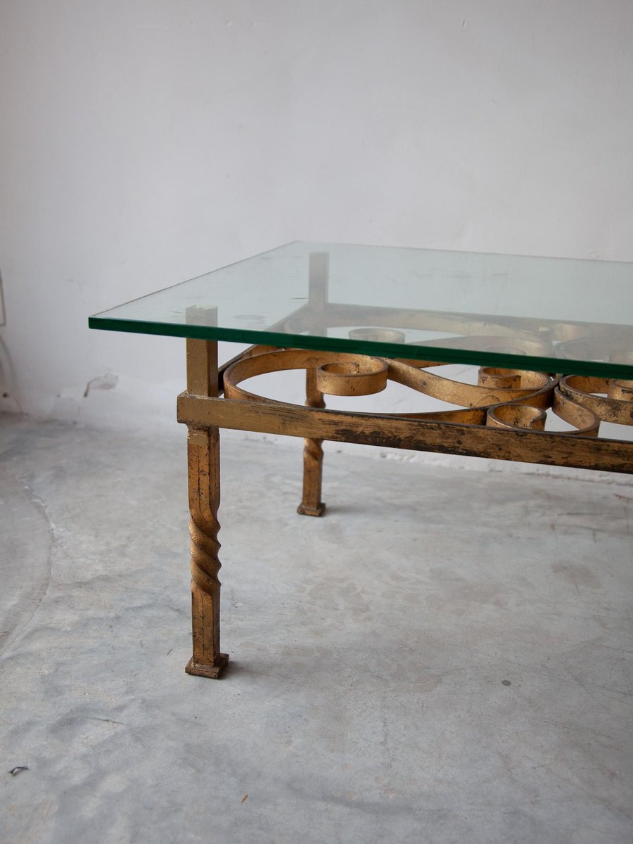 Large French Wrought Iron Coffee Table in the style of Gilbert ...
