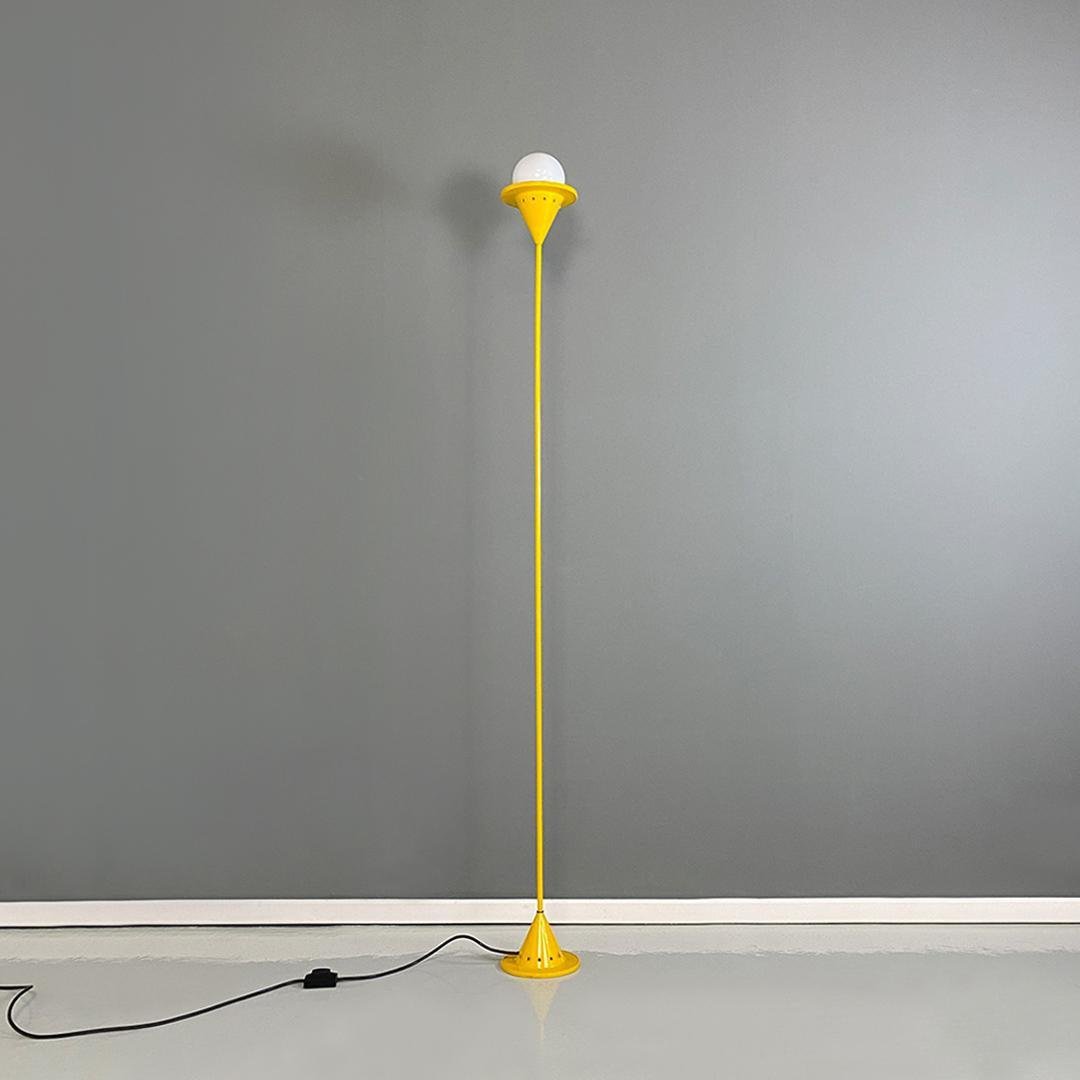 Italian Modern Yellow Metal Thin Floor Lamp, 1980s for sale at Pamono