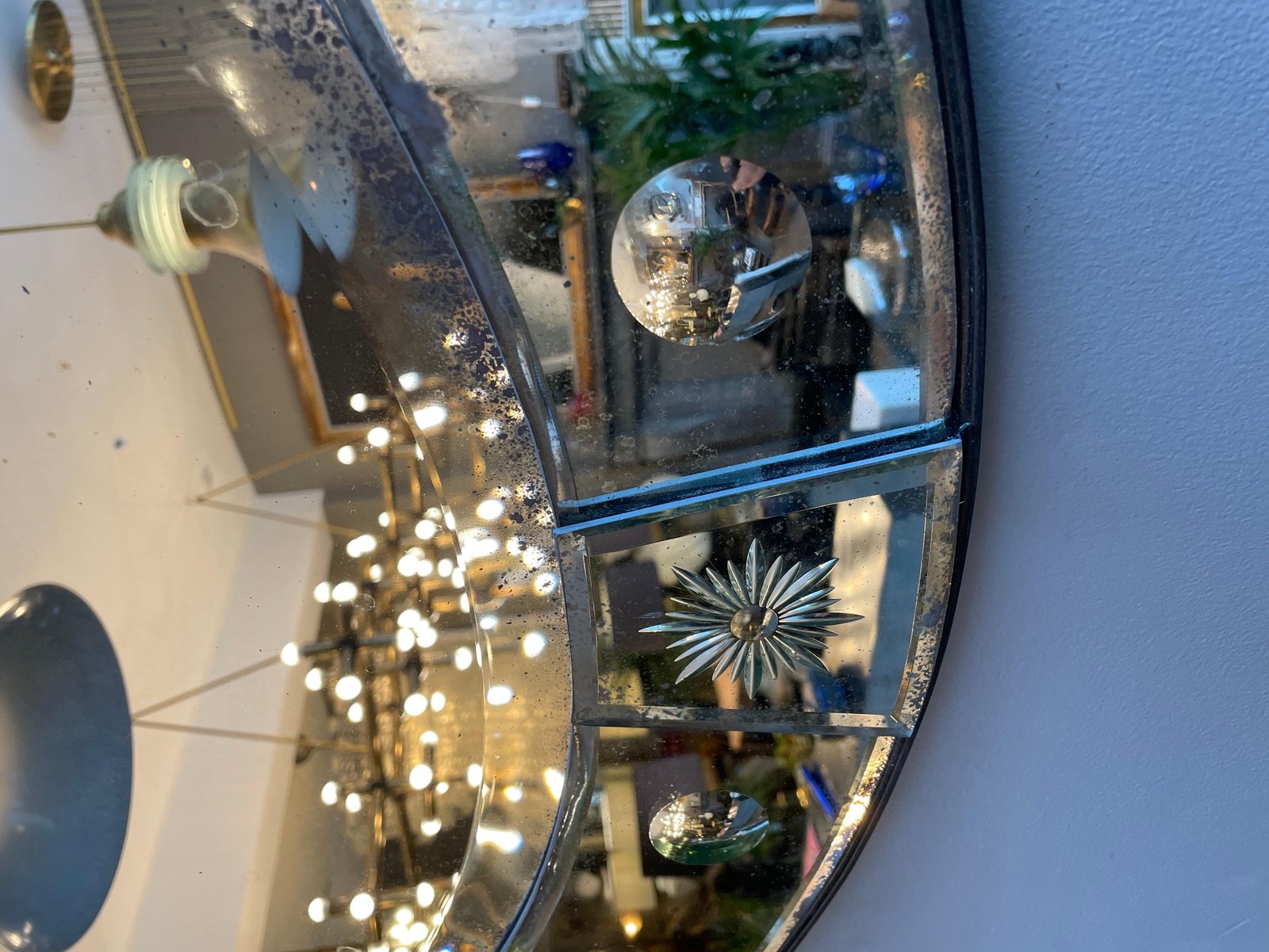 Antique Circular Distressed Panelled Mirror, 2020s for sale at Pamono