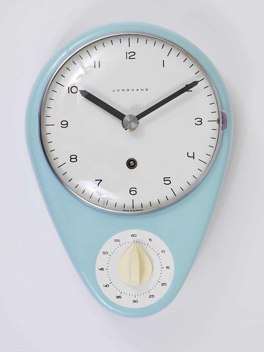 Mid-Century Modern Bill Wall Clock in Pastel Blue from attributed to ...