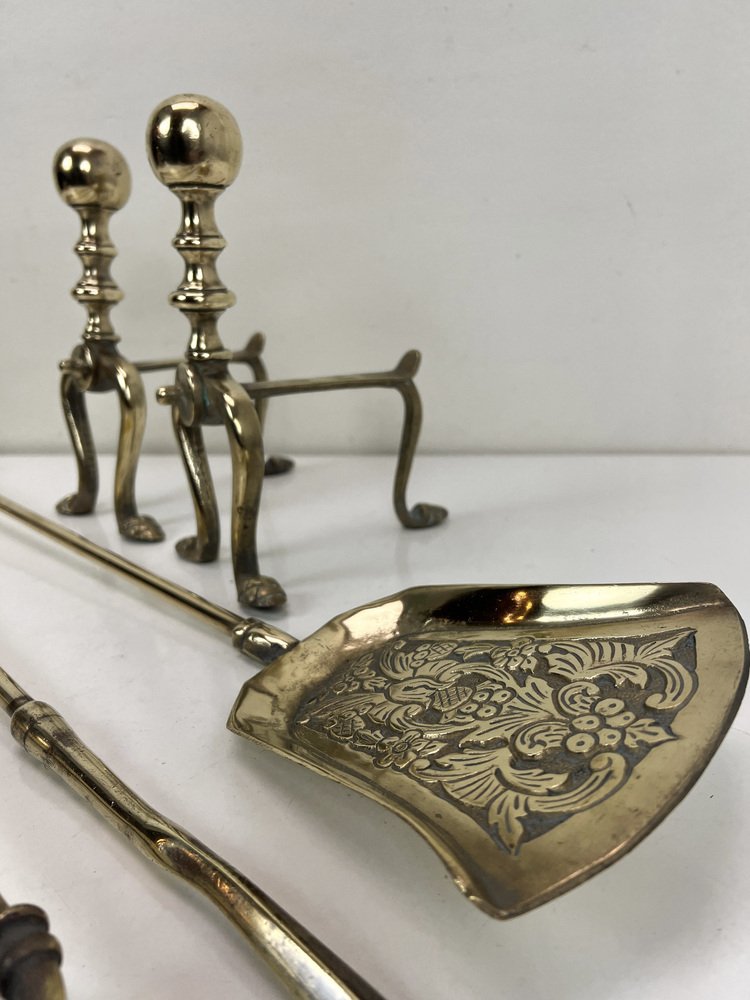 Antique Brass Fire Tools with Eagle Claws, Late 19th Century, Set of 5 ...