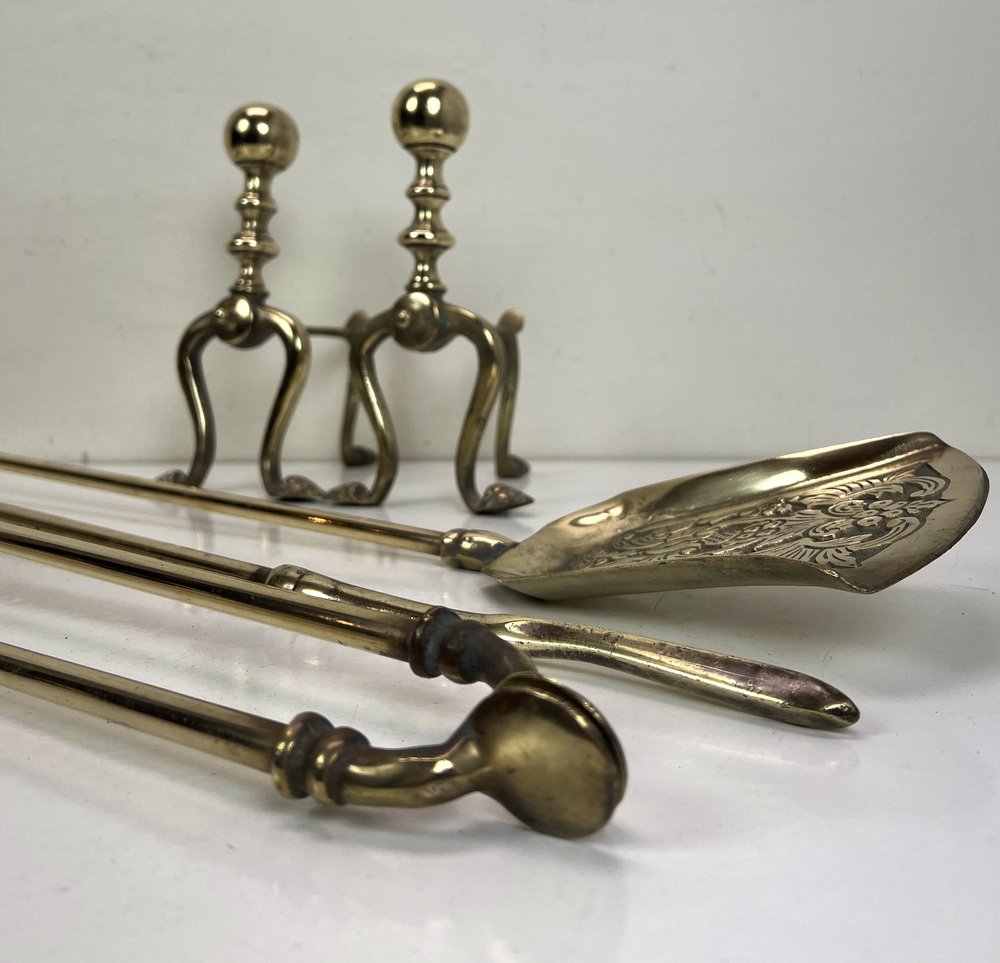 Antique Brass Fire Tools with Eagle Claws, Late 19th Century, Set of 5 ...