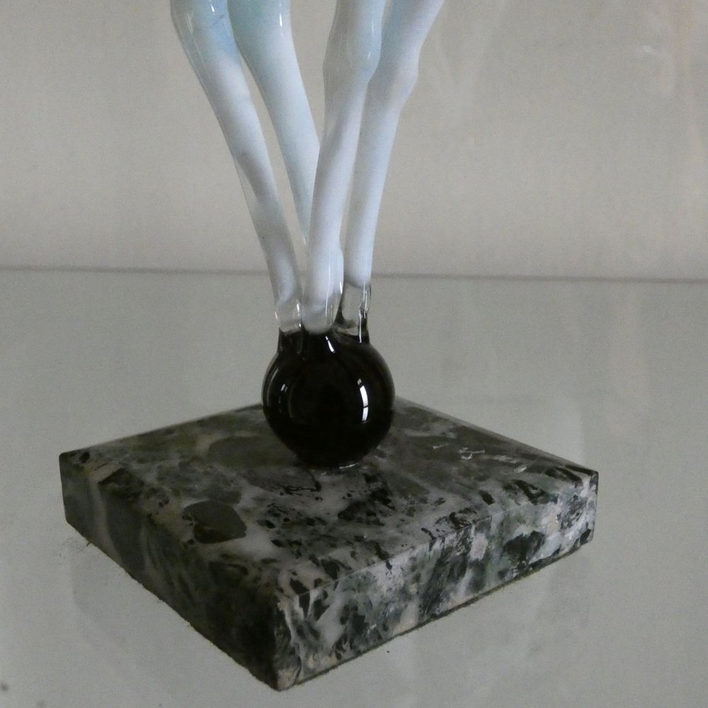 Glass Stag Figurine on Marble Plinth by Istvan Komaromy, UK, 1950s for ...