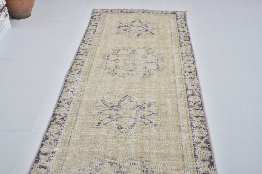 Modern Rustic Hand-Knotted Faded Hallway Runner for sale at Pamono