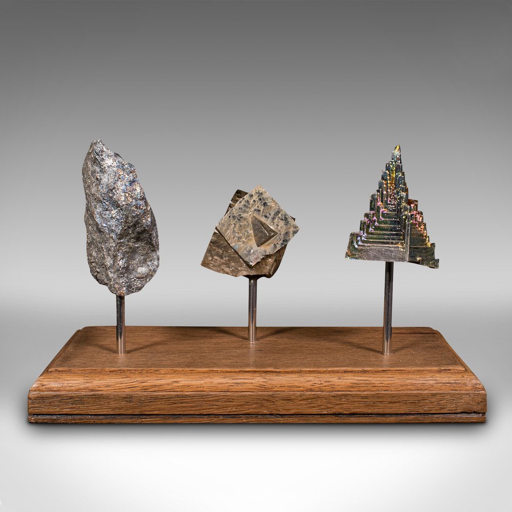 Vintage Earth Metals with Oak Plinth, 1970s for sale at Pamono