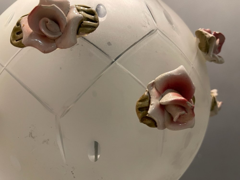 Italian Ceramic Rose Light Pendant , 1960s for sale at Pamono