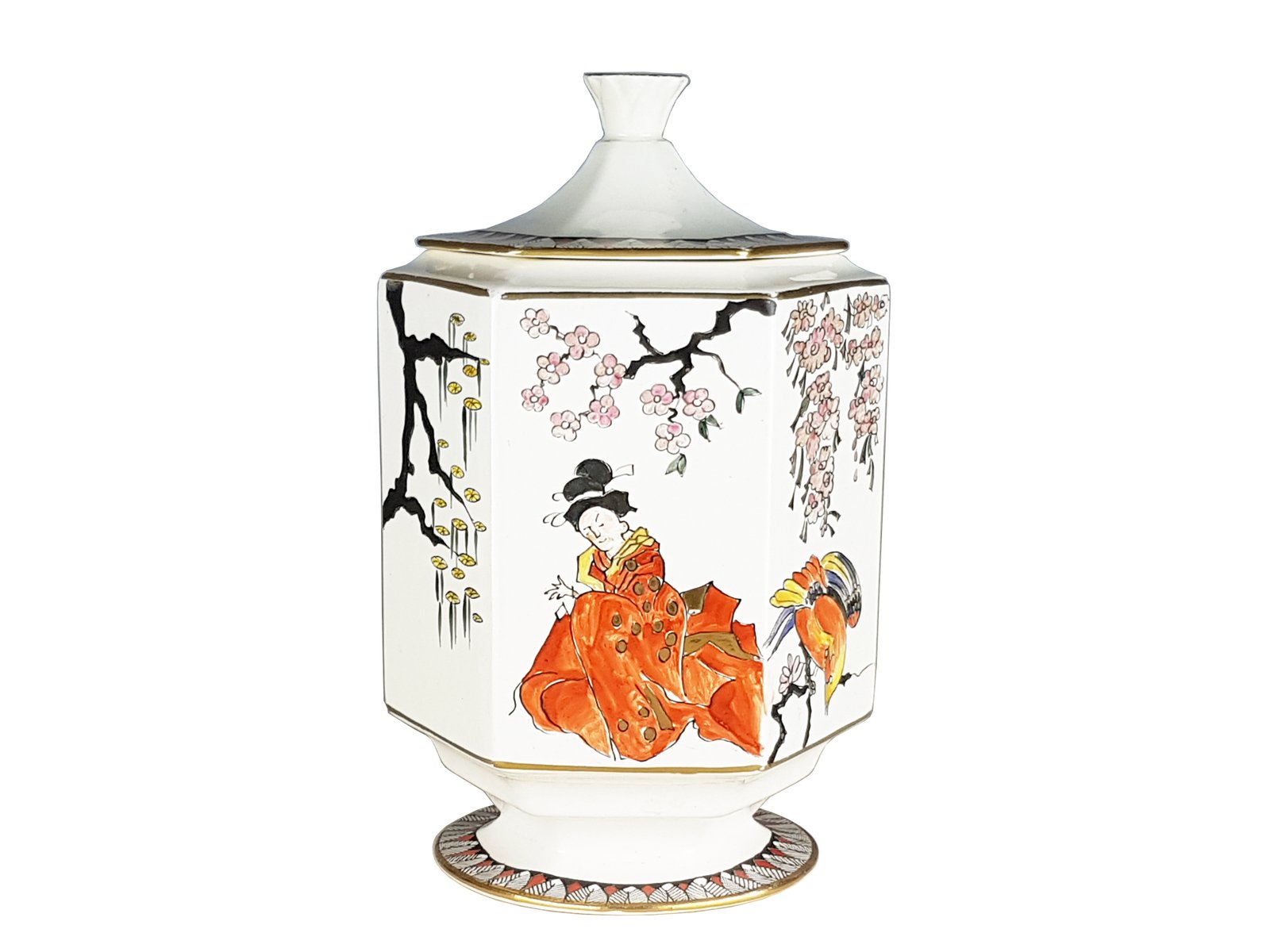 White Ceramic Deco Box with Japanise Decoration by Guido Andloviz for ...