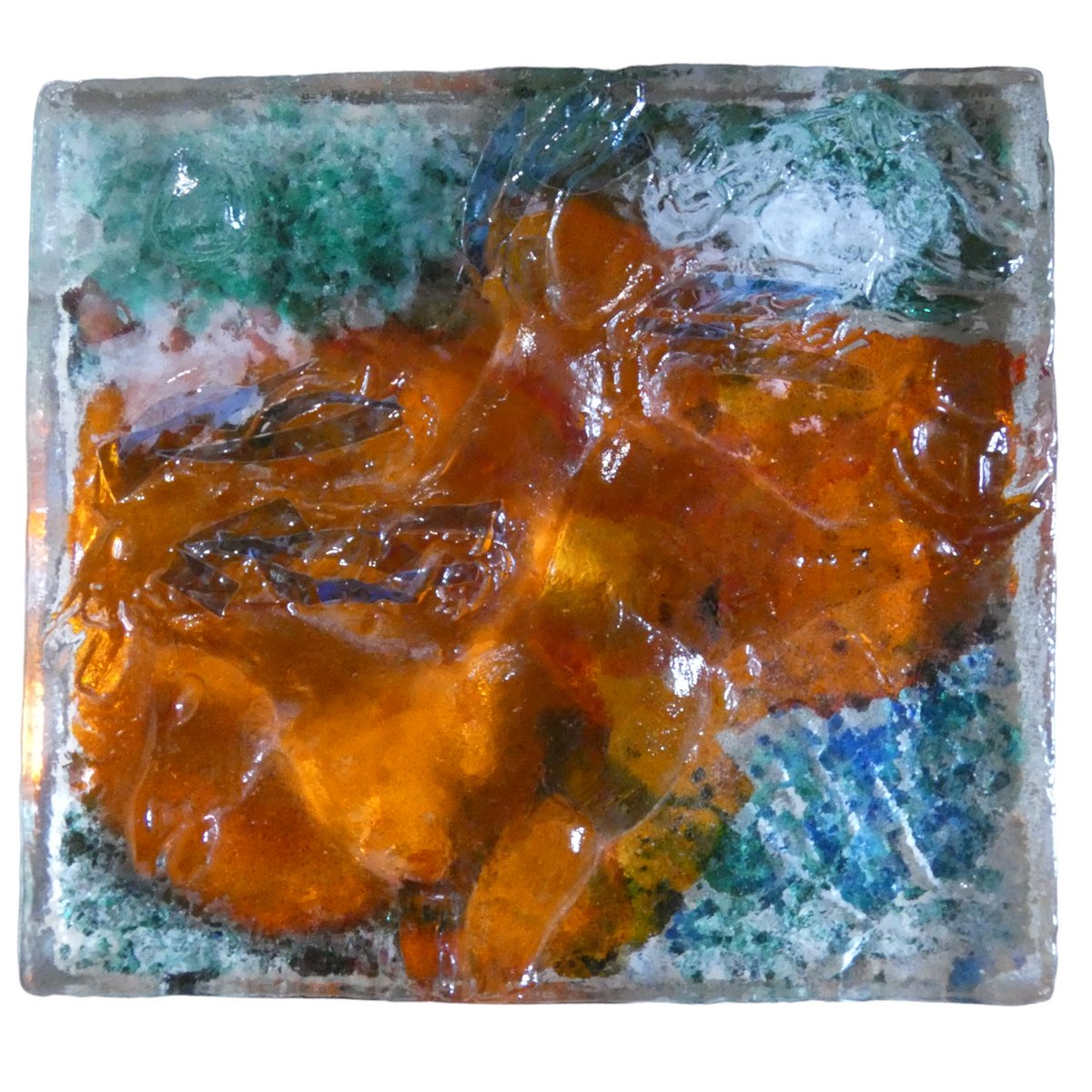 Italian Murano Glass Bas-Regilf Tile by Rubin for Costantini Forge of ...
