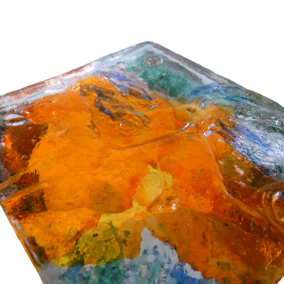 Italian Murano Glass Bas-Regilf Tile by Rubin for Costantini Forge of ...