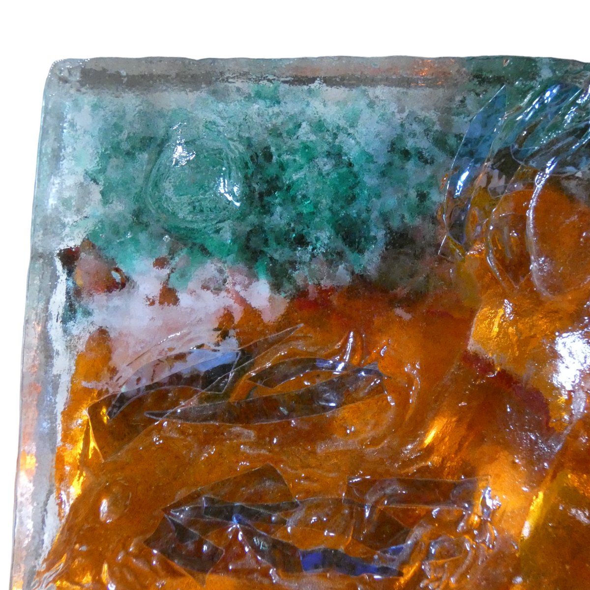 Italian Murano Glass Bas-Regilf Tile by Rubin for Costantini Forge of ...