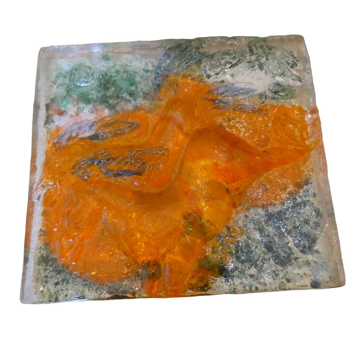 Italian Murano Glass Bas-Regilf Tile by Rubin for Costantini Forge of ...